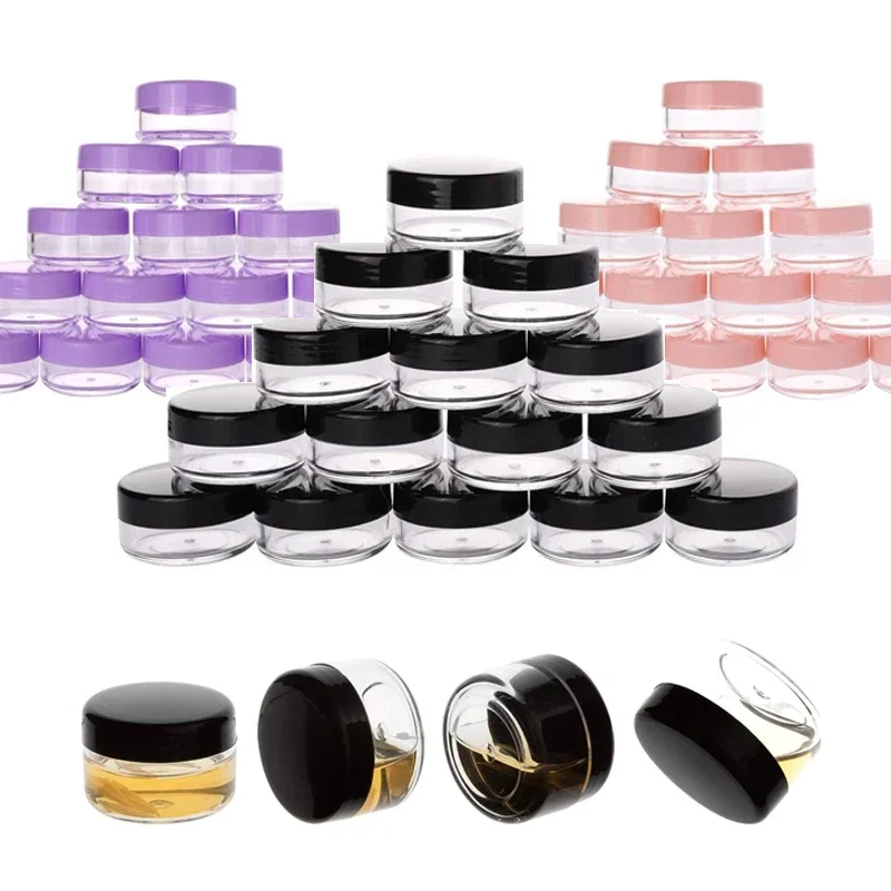 10Pcs Empty Plastic Make up Jars 2/3/5/10/15/20 Gram Clear Travel ...