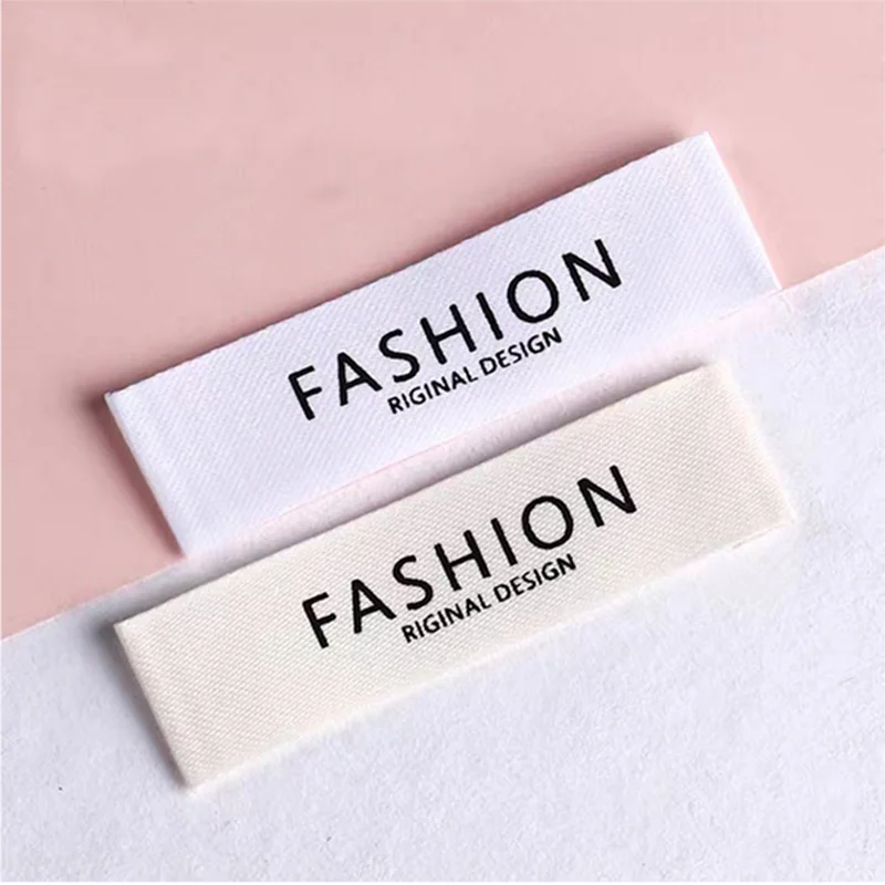 Custom Logo Polyester Cotton Tags Business Name LOGO Printed Cotton ...