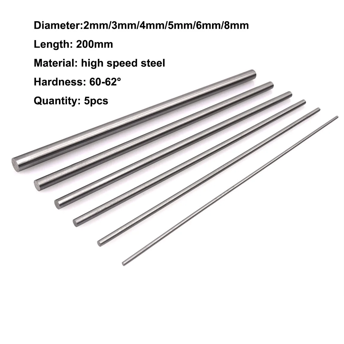 5Pcs-set-High-Speed-Steel-Solid-Round-Rod-2mm-3mm-4mm-5mm-6mm-8mm ...