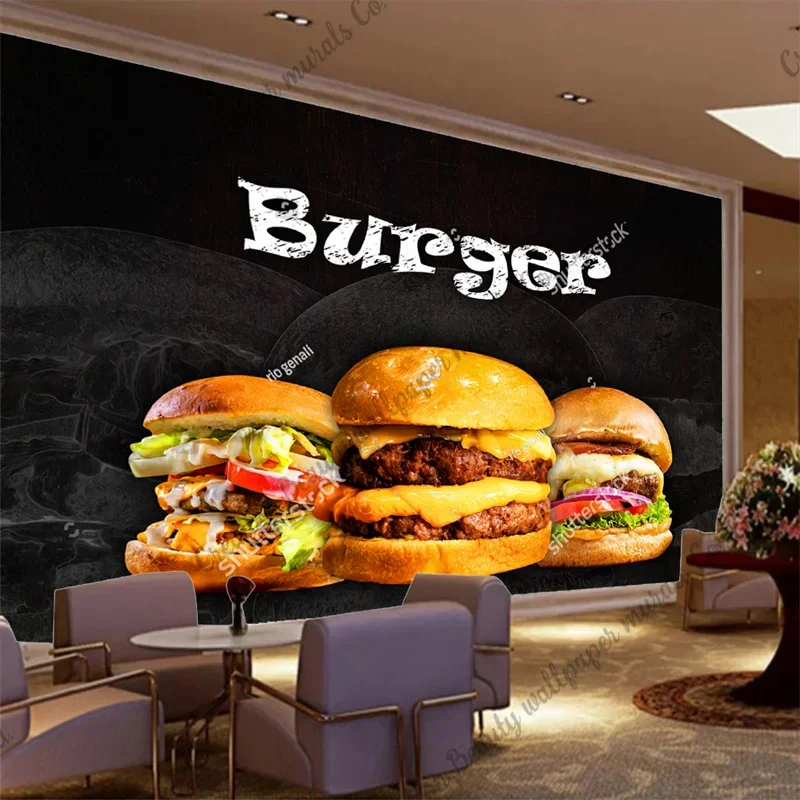 Custom-Burger-Photo-Wallpaper-Fast-Food-Restaurant-Industrial-Decor ...