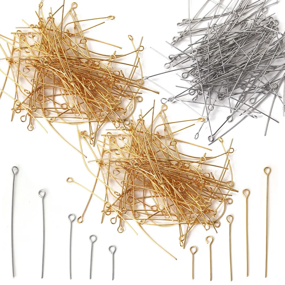 100pcs/bag 15/20/30/40/50mm Eye Head Pins Stainless Steel Eye Pins For ...