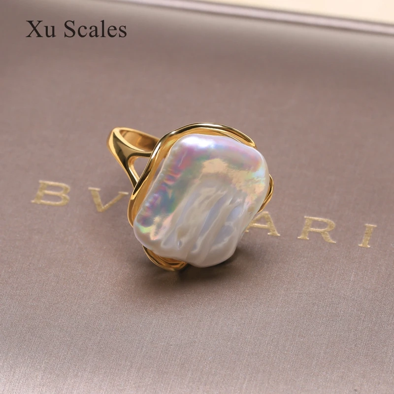 Anillo-Vintage-de-perlas-cuadradas-barrocas-de-14-20mm-de-agua-dulce ...