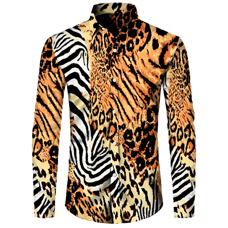 New-Trendy-Leopard-Print-Men-s-Shirt-Fashion-Social-Lapel-Single ...