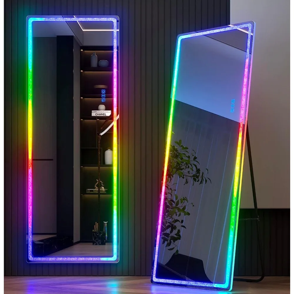 LED-Lights-Full-Body-RGB-Lighted-Mirror-with-Crushed-Diamond-Free ...