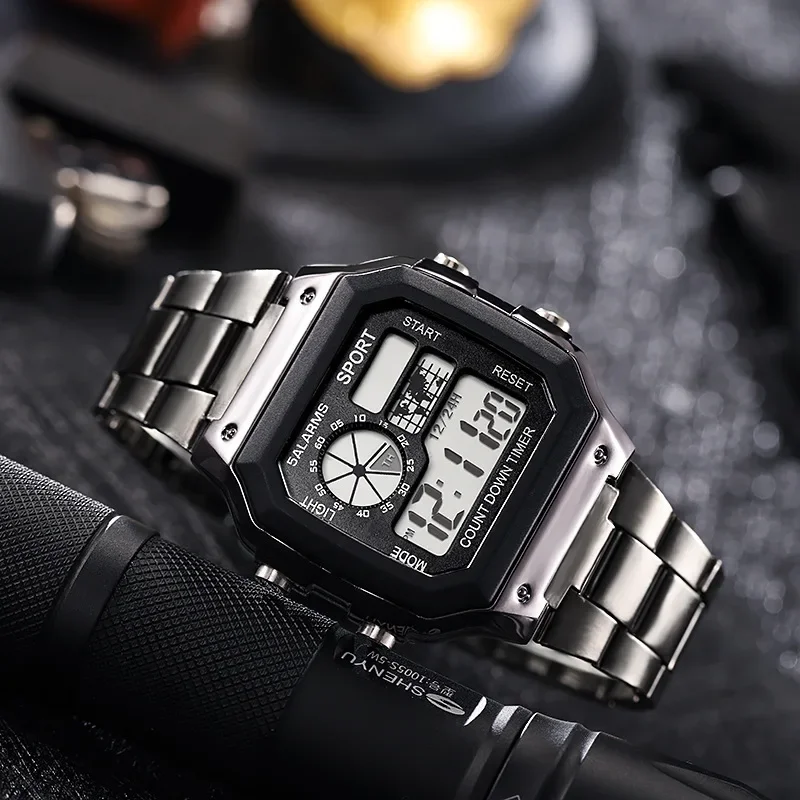 Reloj de pulsera de lujo para hombre, reloj Digital LED multifunción ...