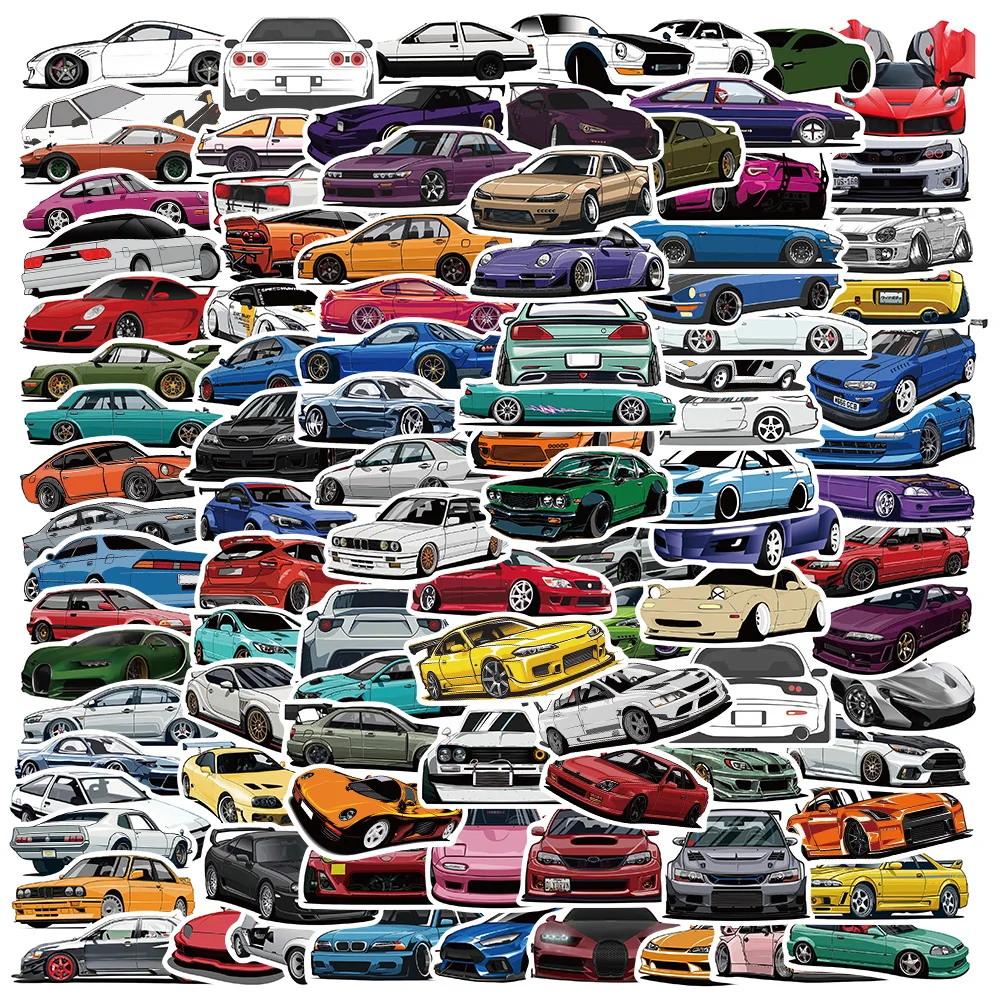 10-50-100PCS-Cartoon-JDM-Racing-Car-Graffiti-Stickers-Waterproof-Laptop ...
