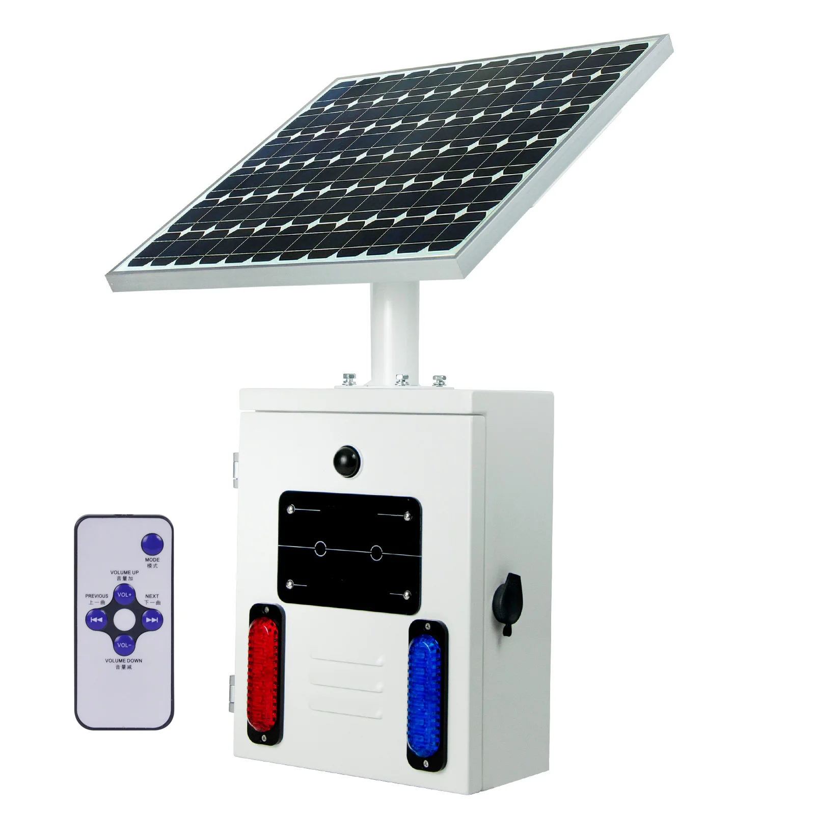 YASONG-120dB-Horn-Red-and-Blue-Strobe-Light-Solar-Motion-Sensor-Alarm ...