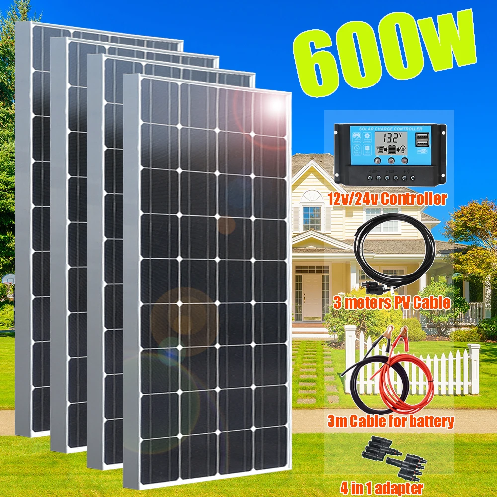 placa-solar-600w-300w-150w-painel-solar-r-gido-quadro-de-alum-nio-kit ...