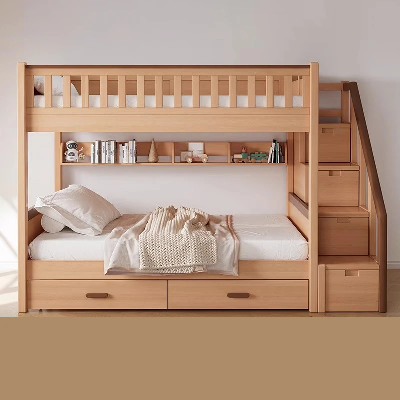 Literas-de-madera-maciza-con-escaleras-para-ni-os-muebles-de-dormitorio ...