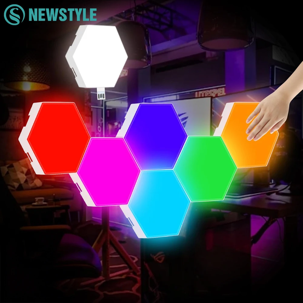 Smart Hexagon LED Night Lights Remote Control Wall Lamp Intelligent ...