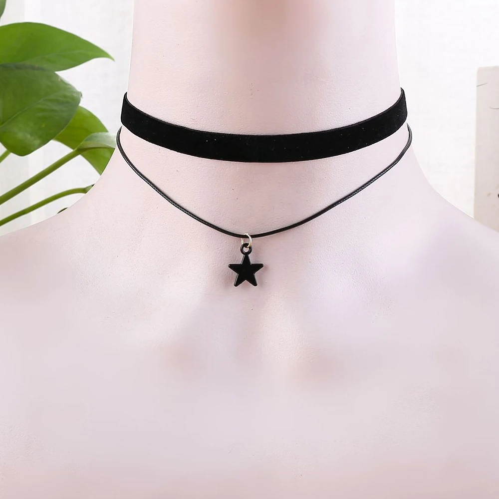 Star Pendant Chokers Necklace | Black Star Necklace Fashion - Vintage ...