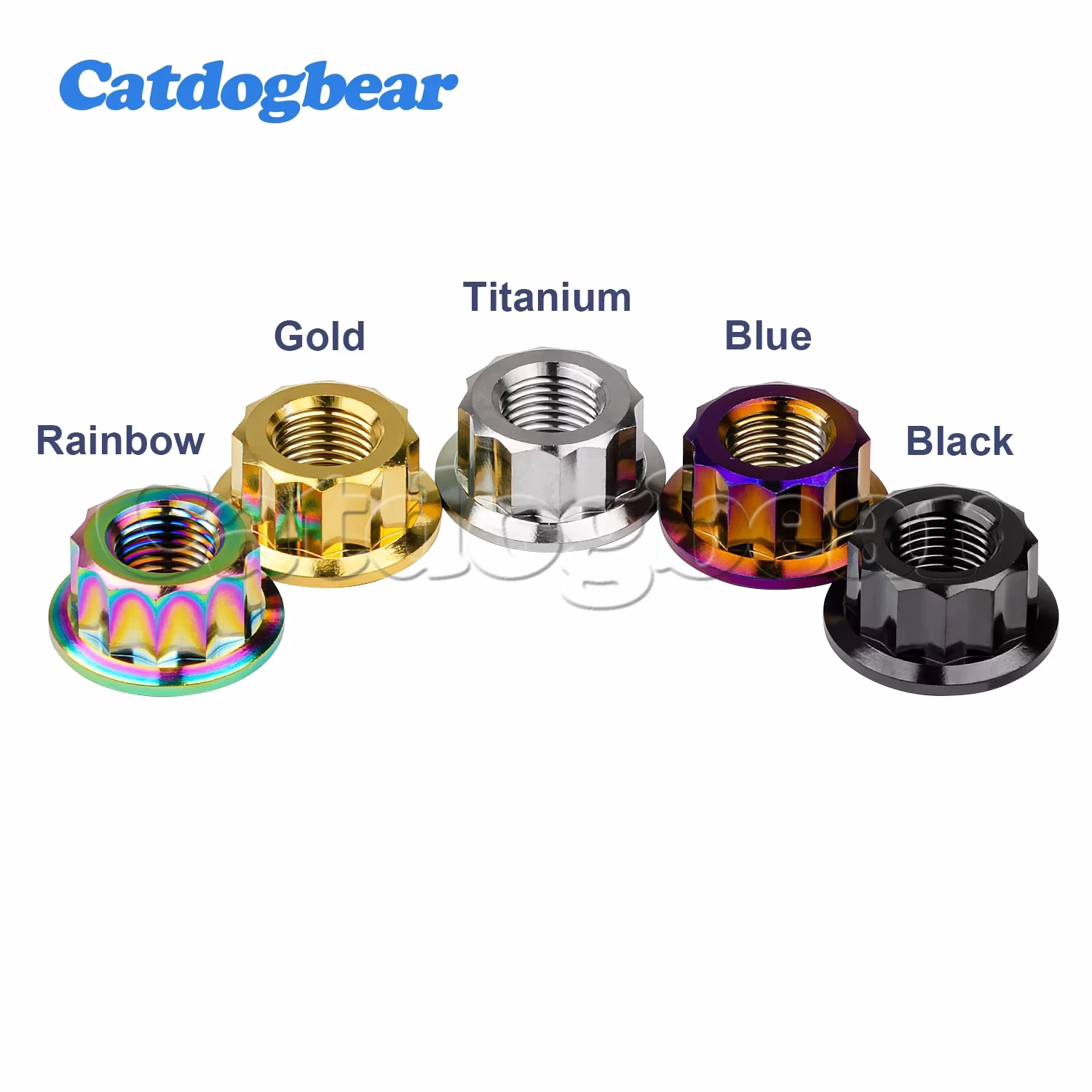 Catdogbear-4PCS-Titanium-Nuts-Double-Hex-Flange-12-Point-Nut-M5-M6-M8 ...