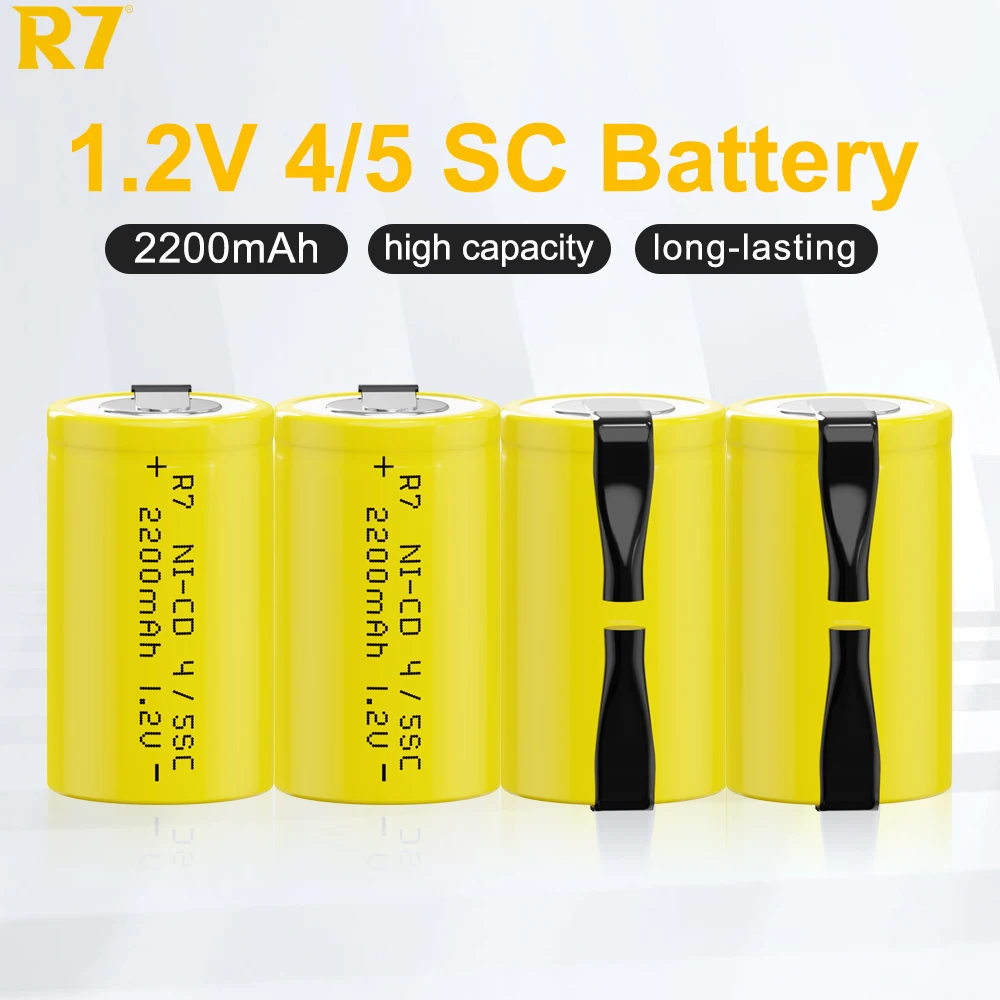 Batería de NI-CD R7 4/5 SC, 1,2 V, 2200mAh, Sub C, recargable para destornillador, taladro ...