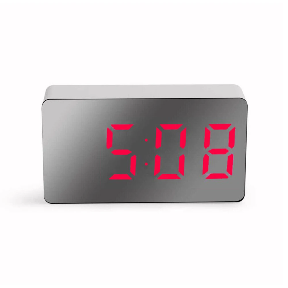 LED-Mirror-Table-Clock-Digital-Alarm-Red-Light-Snooze-Display-Time ...