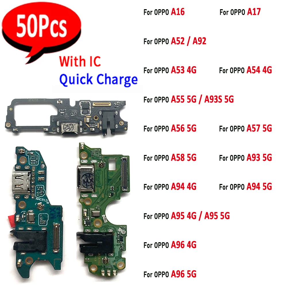 50Pcs，USB Charging Port Board Flex Cable Connector Parts For OPPO A16 ...