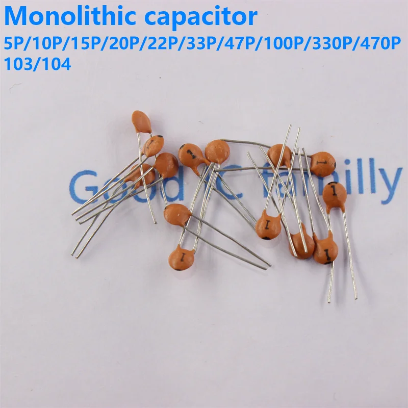 100PCS Ceramic Capacitor 50V 104 10nF 0.01uf 10P 47P 100P 220P 330P ...
