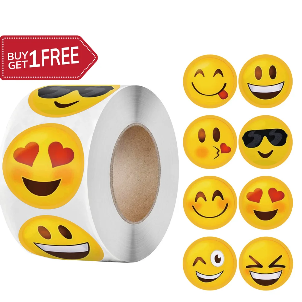 100 1000pcs Kawaii Smile Various Emoticons Stickers Cute Cartoon Labels ...