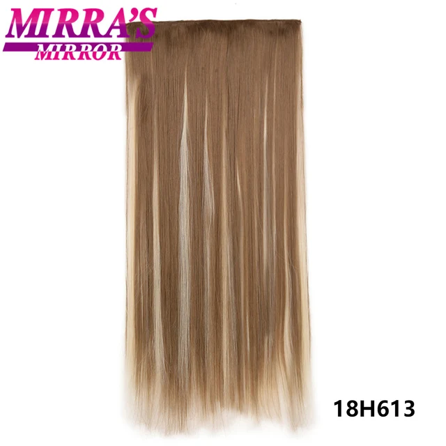 Synthetic one piece single line clip on straight hair extensions