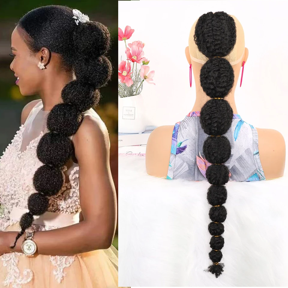 Extensi-n-de-cabello-sint-tico-para-mujer-negra-coleta-postiza-Afro ...