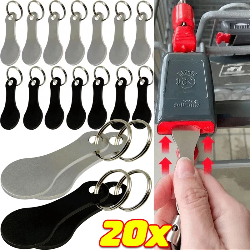 3/20pcs Metal Shopping Cart Tokens Trolley Token Key Ring Decorative ...
