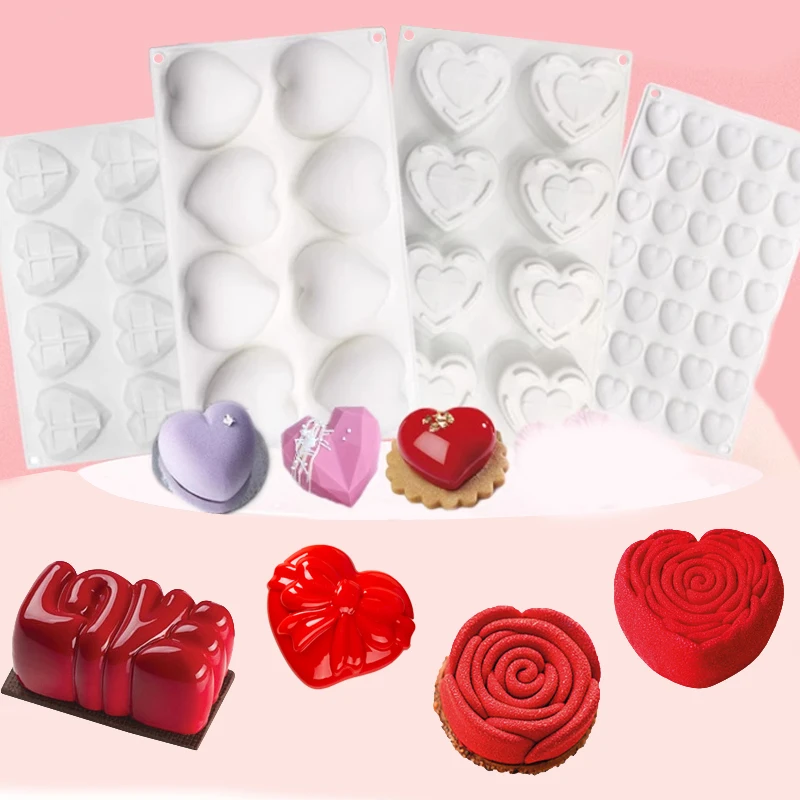 Silicone Heart Shaped Cake Mold Silicone Tray for Baking Chocolate ...