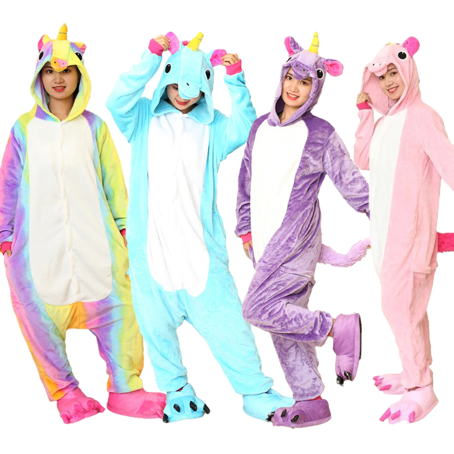 Adults Animal Pajamas Women Men Sleepwear Unisex All in One Pyjamas ...