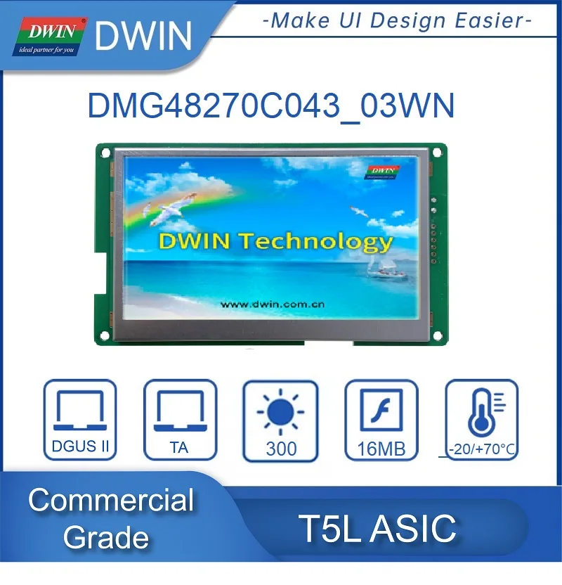 Dwin 4.3 Inch 480x272 Tft Lcd Display Hmi Touch Screen Smart Display Hmi Screen - Lcd Modules ...