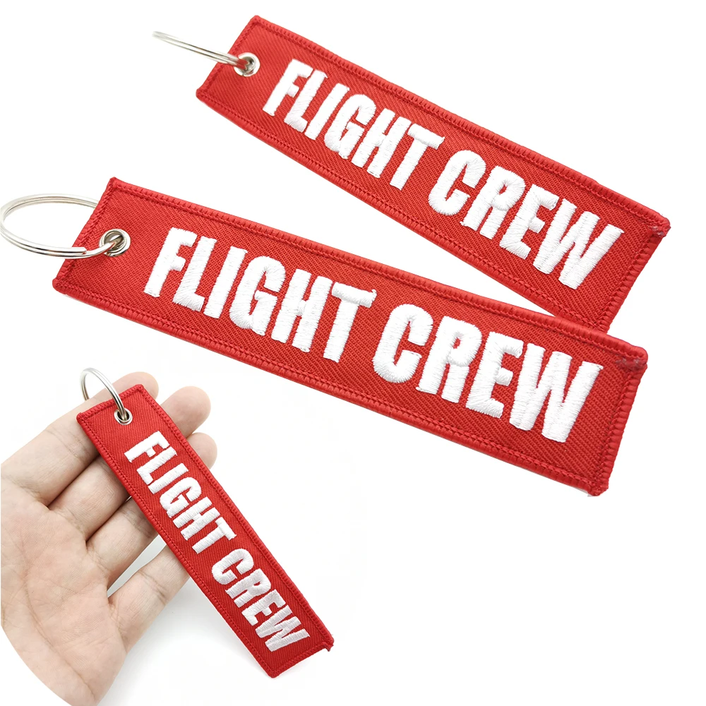 Hot-Sale-FLIGHT-CREW-Logo-Keychain-Embroidery-Key-Tags-Red-Keyring ...