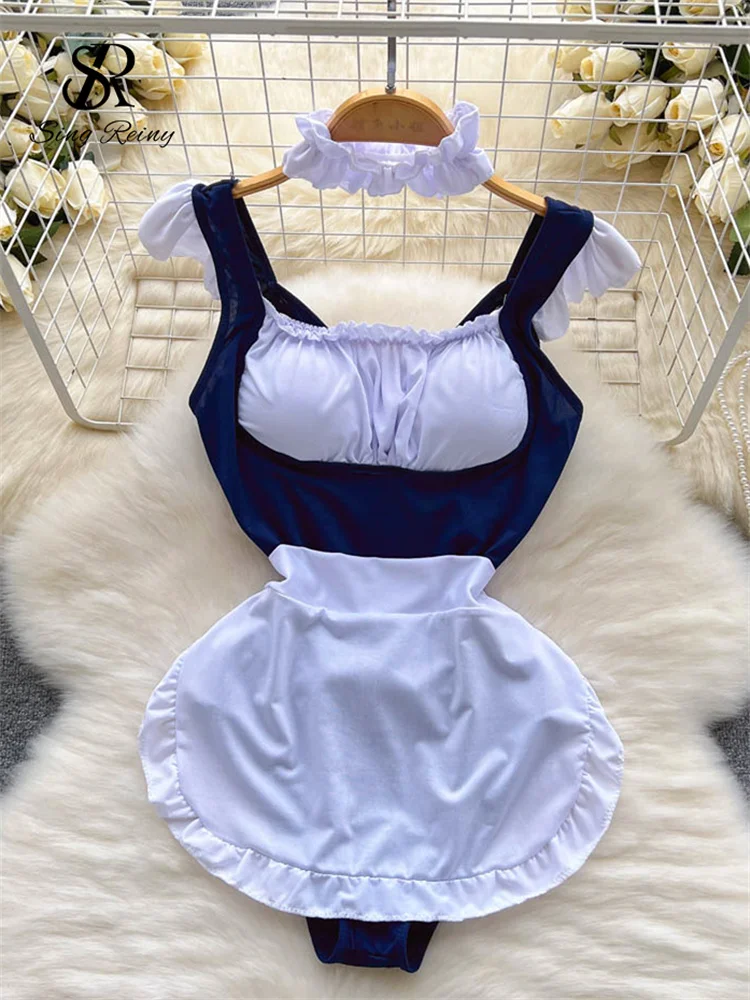 SINGREINY-Women-Maidservant-Cosplay-Sexy-Bodysuits-Sets-Strap-Cross-Backless-Slim-Erotic ...