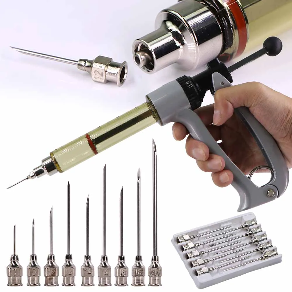 25/50ml Veterinary Syringe Vaccine Injection 5-gear Adjustable Dose 304 ...