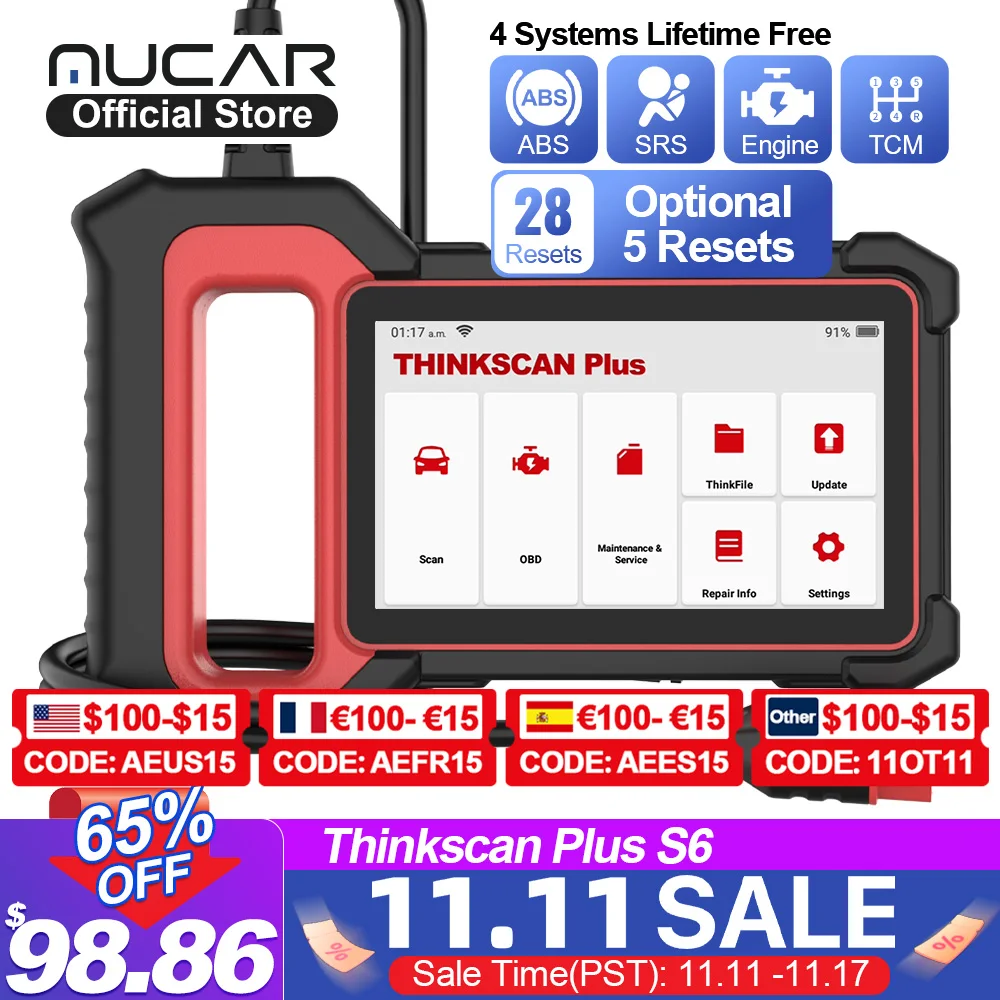 Thinkcar-THINKSCAN-Plus-S5-S6-Car-Diagnostic-Tools-OBD2-Automotive ...
