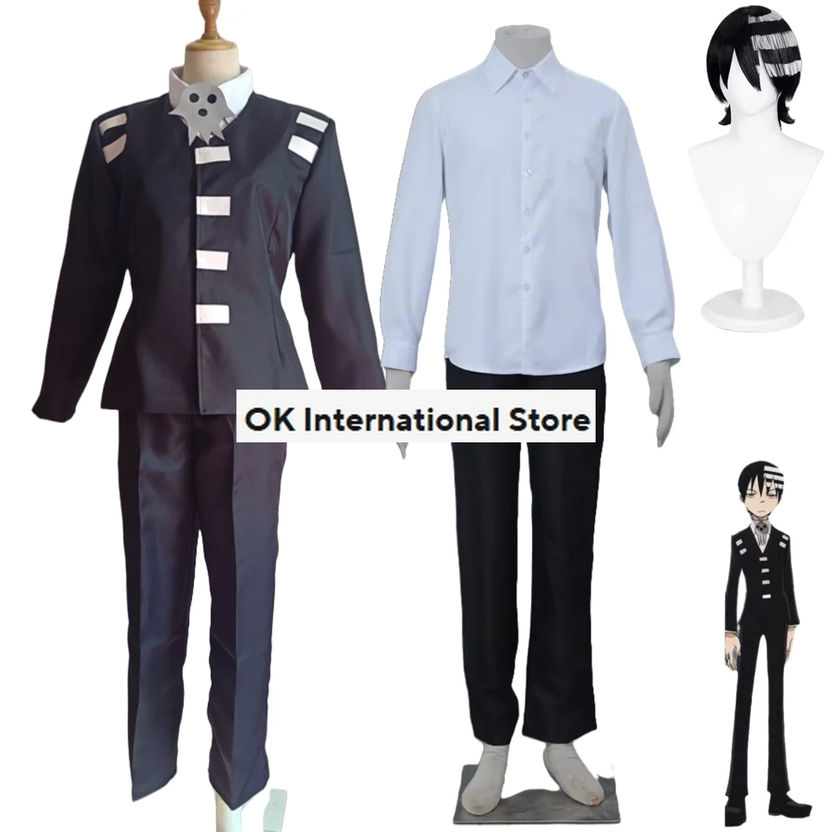 Anime-Soul-Eater-Death-The-Kid-Cosplay-Costume-Wig-Black-Printing-Tops ...