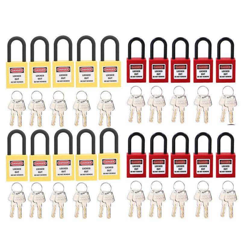 10PCS-Safety-Lockout-Padlock-38Mm-Nylon-Shackle-Engineering-Plastics ...