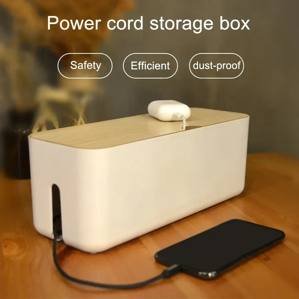 Power-Cord-Hidden-Bamboo-Plastic-Wire-Storage-Box-Power-Board-Wire-Box ...
