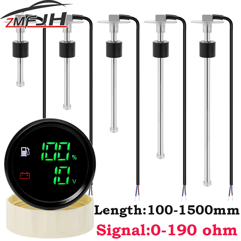 Digital Dual 52mm Gauge with Warning Fuel Level+Voltage 2 In 1 Gauge ...