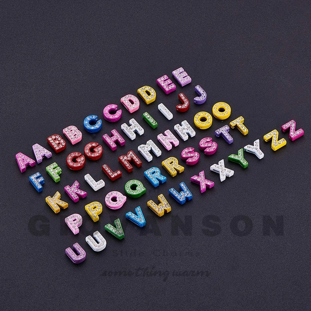 1pcs 8MM Painting Full Rhinestone Slide Letters Charms A Z Alphabet ...