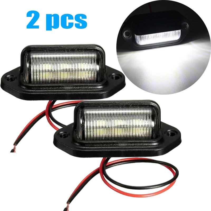 2Pcs-6-LED-License-Plate-Light-Lamp-12V-24V-Car-Truck-Lorry-Bus-Trailer ...