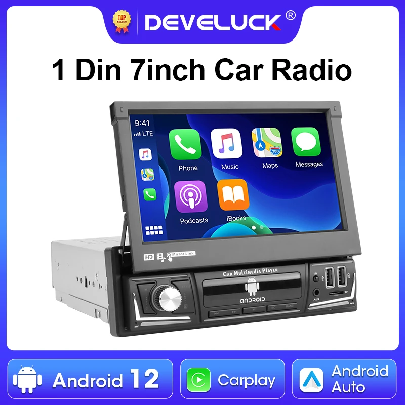 1-Din-7-Universal-Car-Radio-Retractable-Touch-Screen-Android-12 ...