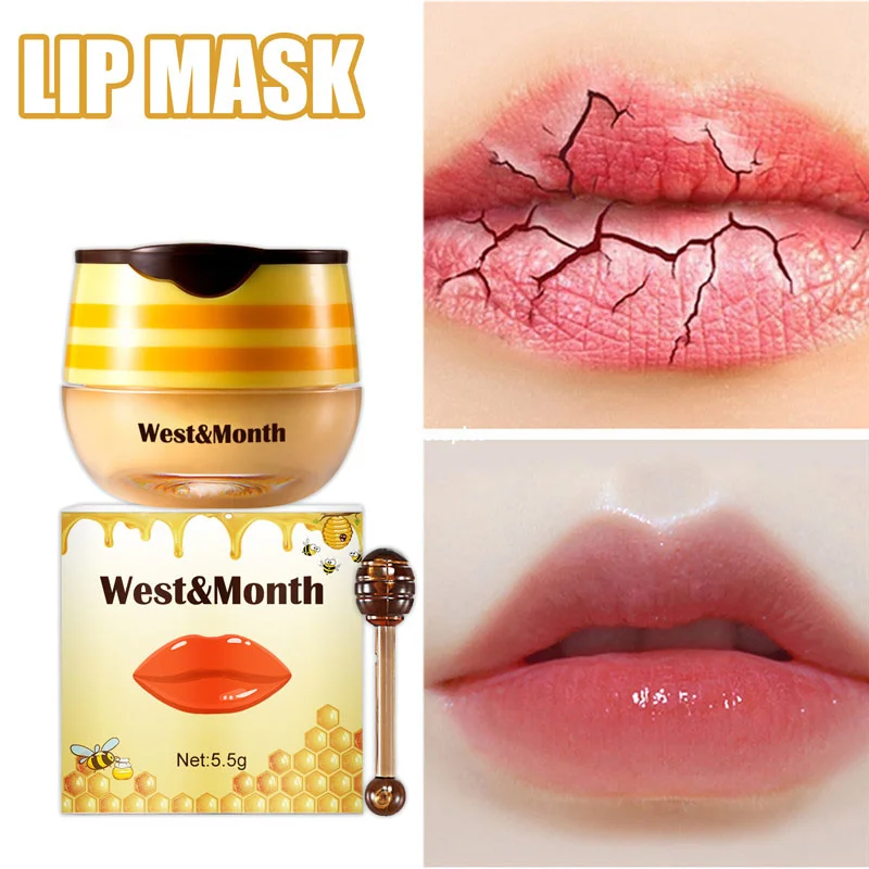 Honey Lip Mask Moisturizing Lip Gloss Remove Fine Lines Dead Skin Anti ...