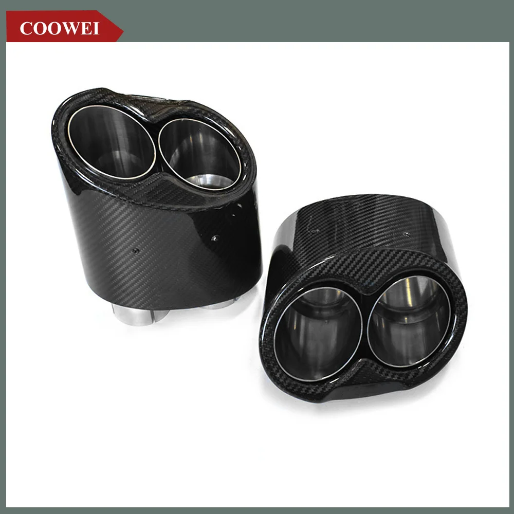 1 Pair Carbon Fiber Exhaust Tip For Audi RS3 RS4 RS5 RS6 RS7 A3 A4 A5 ...