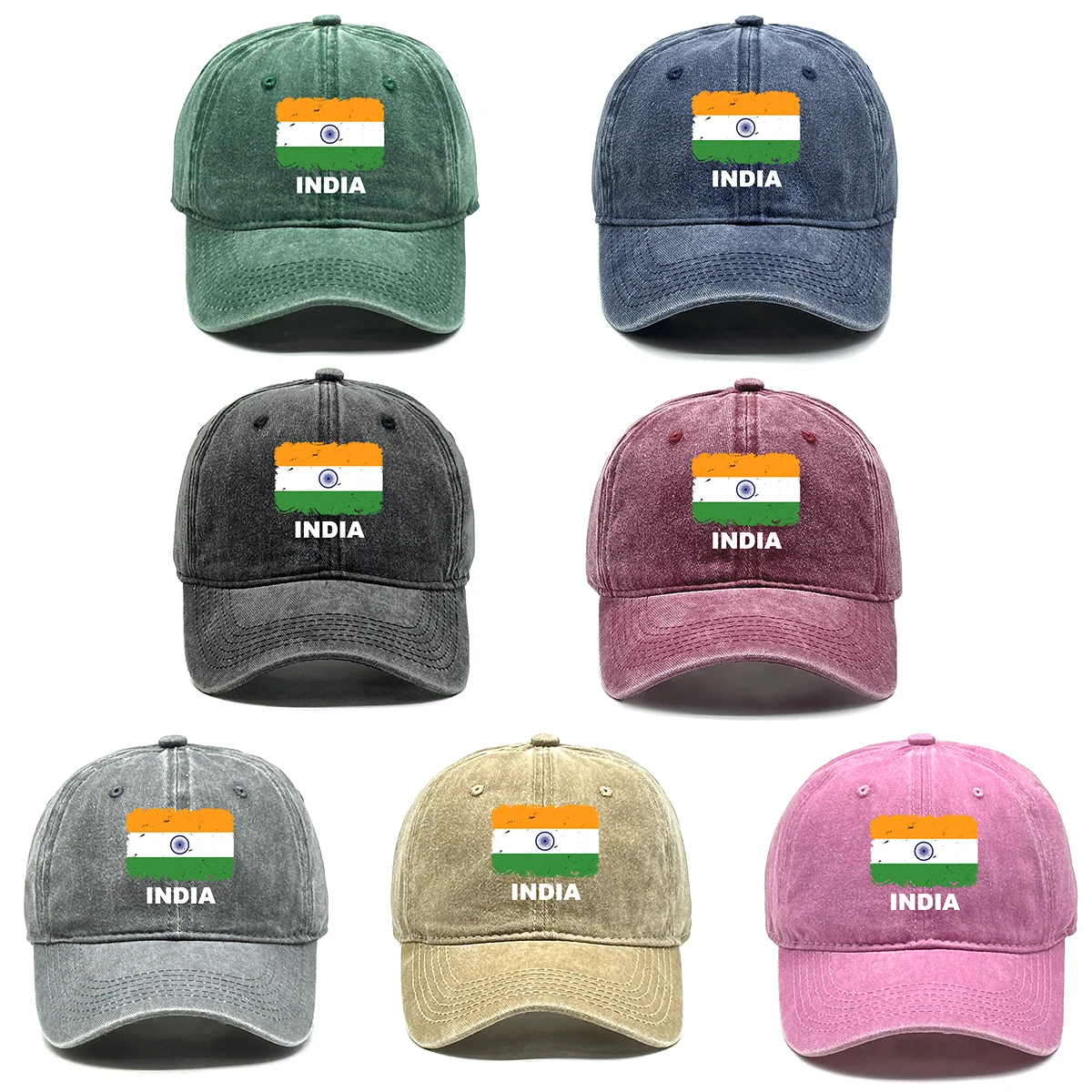 India Flag Sun Hat Adjustable Strap Solid Color Baseball Cap Men ...