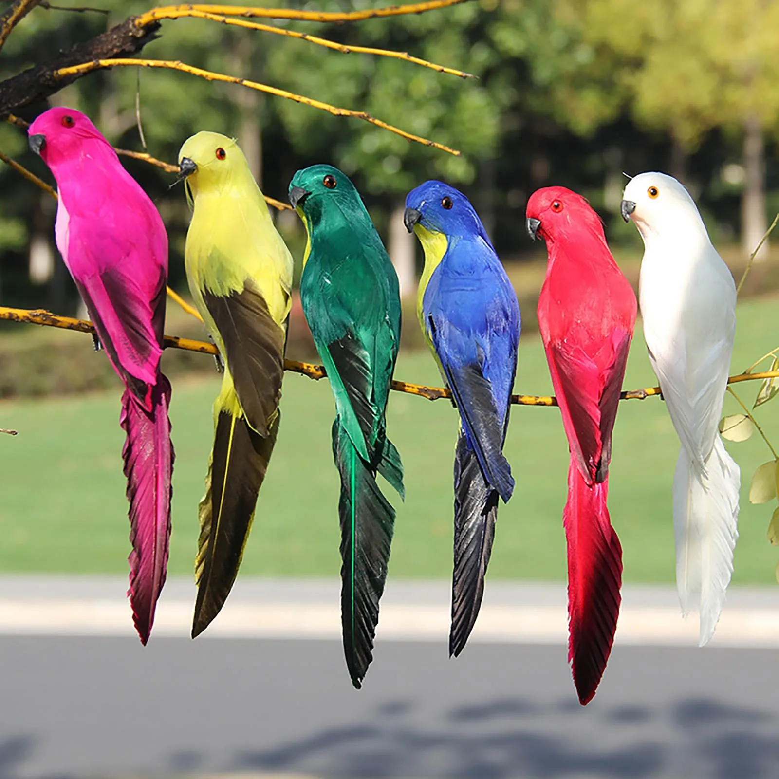 Handmade-Simulation-Parrot-Bird-Creative-Feather-Lawn-Figurine-Ornament ...