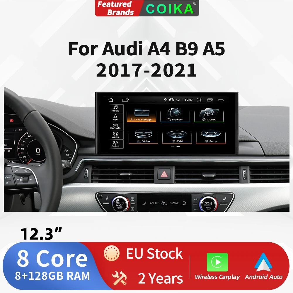 12-3-A4-Touch-Screen-Car-Multimedia-Player-For-Audi-A4-B9-A5-2017-2019 ...