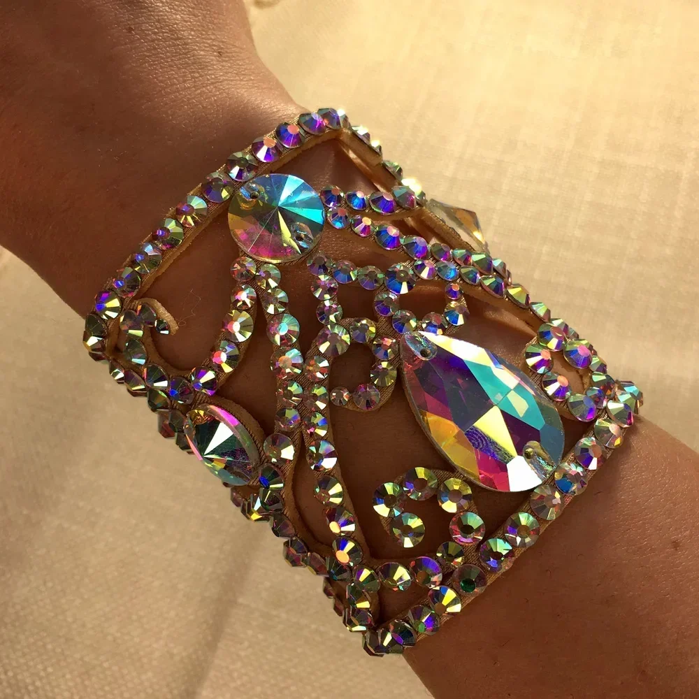 Colorful-Crystal-Belly-Dance-Bracelet-Bangle-Indian-Hand-Accessories-Performance-Show-Geometric ...