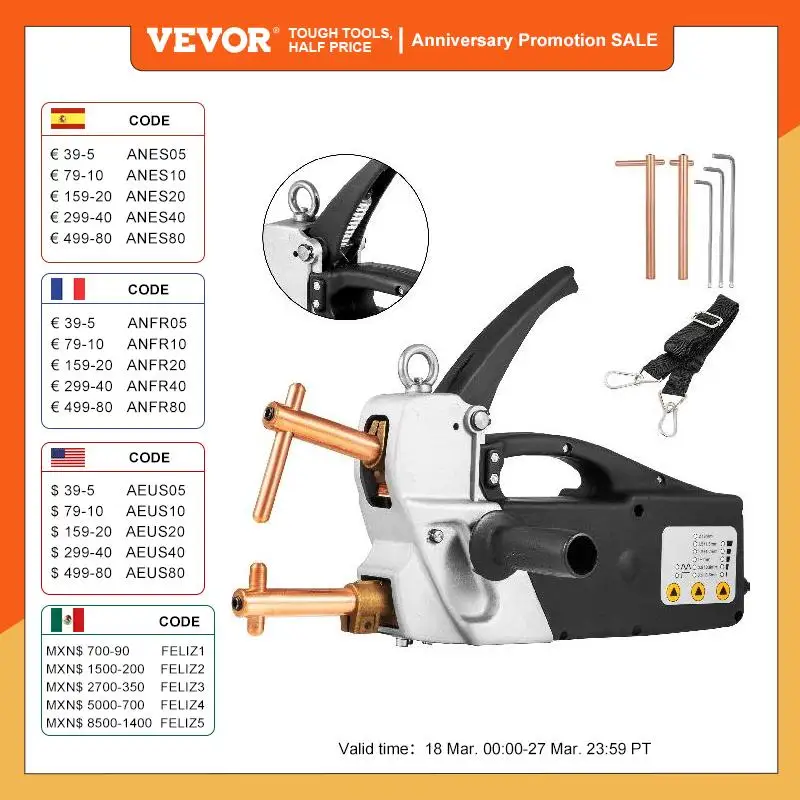 VEVOR-230-400V-Electric-Spot-Welder-Gun-W-Distinct-Control-Panel ...