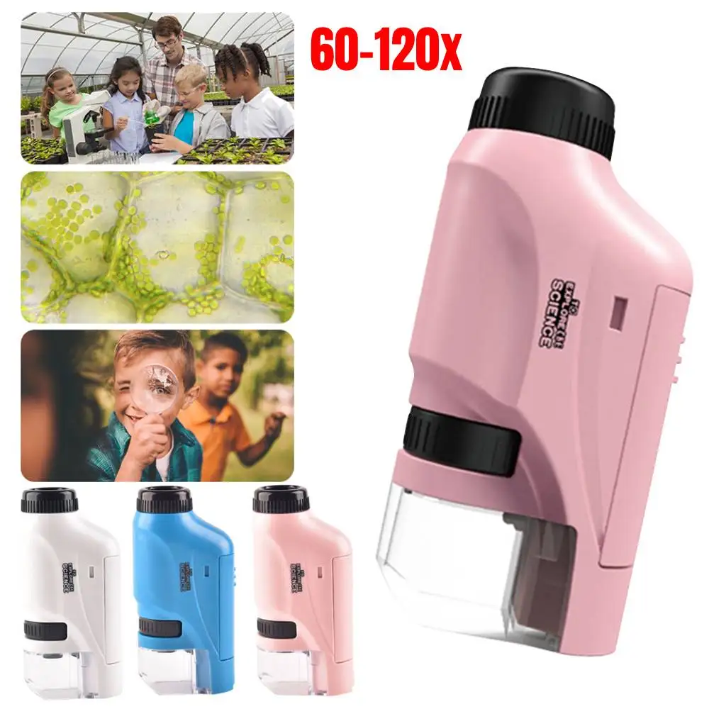 60-120x-Lab-Mini-Pocket-Microscope-Kit-Handheld-Microscope-Battery ...
