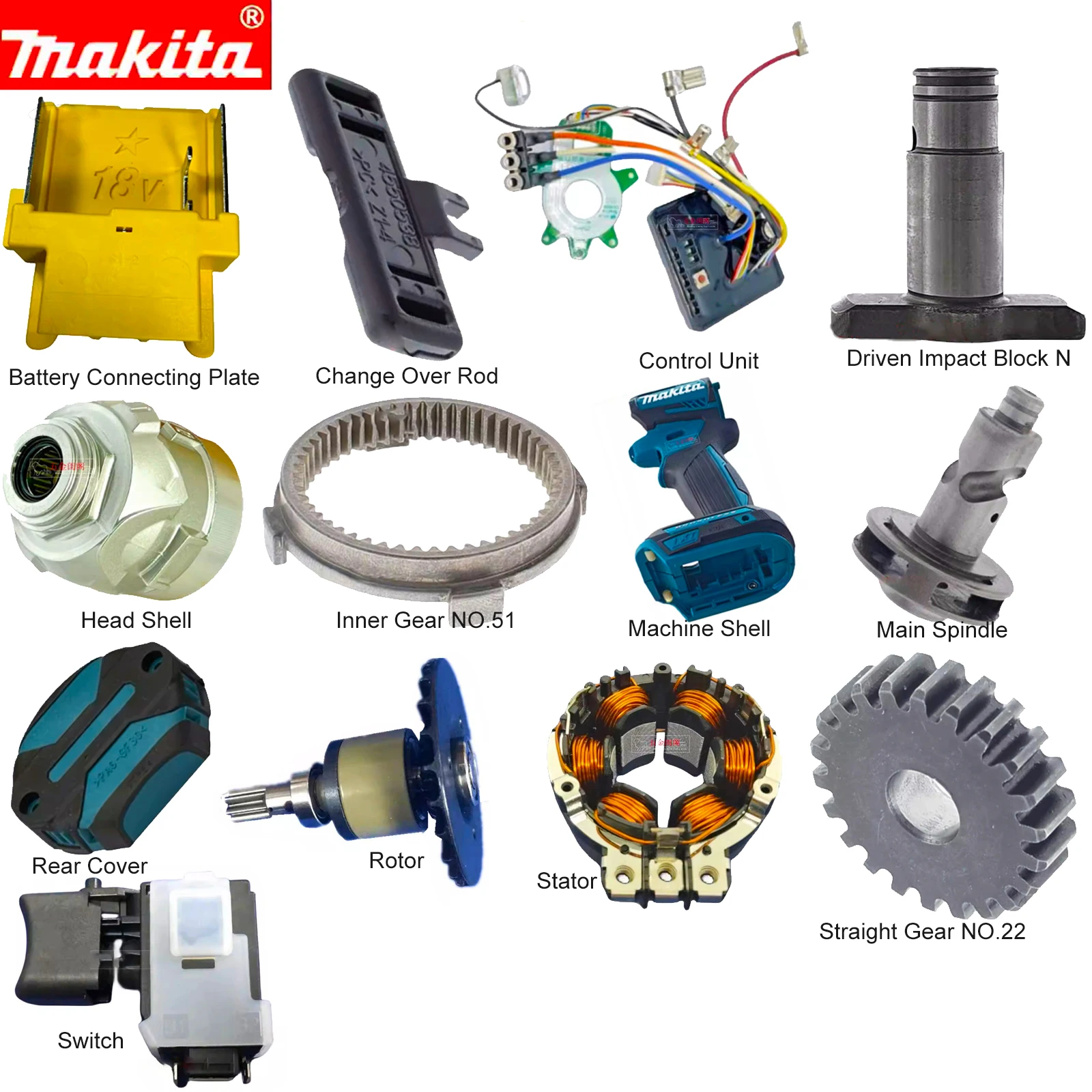 Makita Impact nights Shell Straight Gear Rotor Stator, couvercle ...