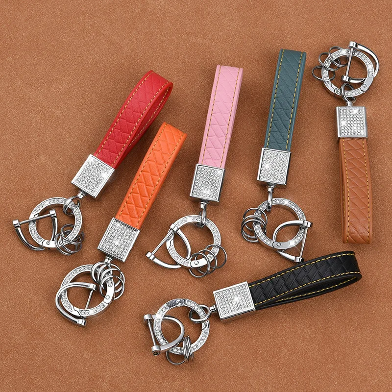 Luxury-Crystal-Square-Key-Chains-for-Woman-Fashion-Plaid-Car-Keychain ...