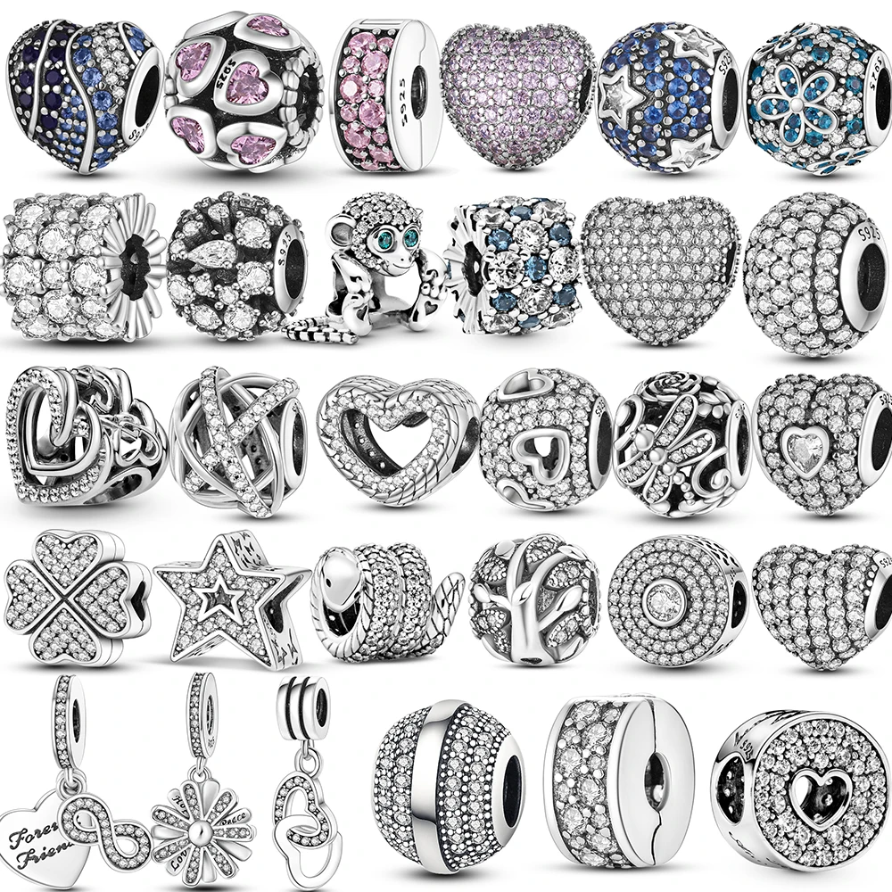 925-Sterling-Silver-Sparkling-Pave-Round-Inlaid-CZ-Zircon-Charm-Beads ...