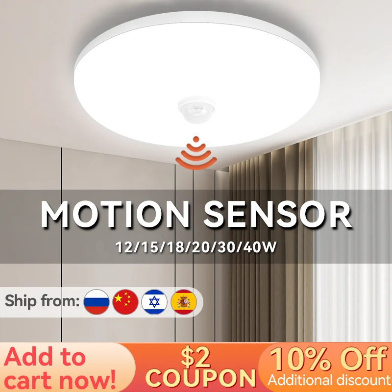 PIR-Motion-Sensor-Ceiling-Light-Modern-Led-Ceiling-Lamp-12-15-18-20-30 ...